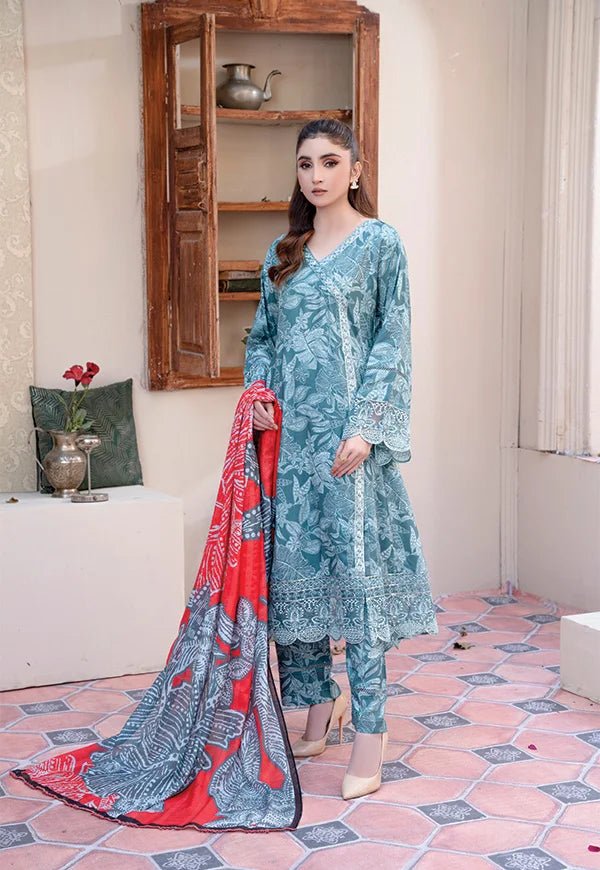 D-06 Luxury Linen Frock With Printed Dupatta – Mahham Collection